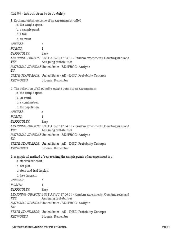 CH 04 - Introduction To Probability: Page 1 | PDF | Probability | Experiment