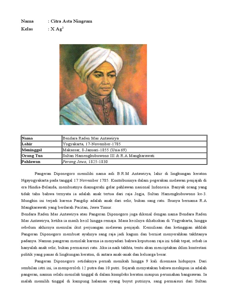 Biografi Pangeran Diponegoro | PDF