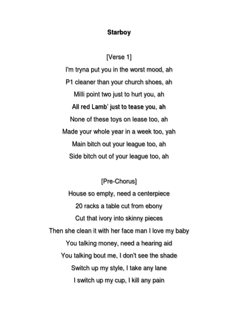 Starboy Tracklist | PDF | Song Structure