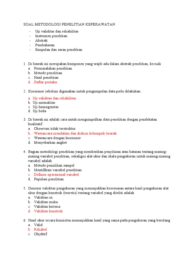 Soal Metodologi Penelitian | PDF