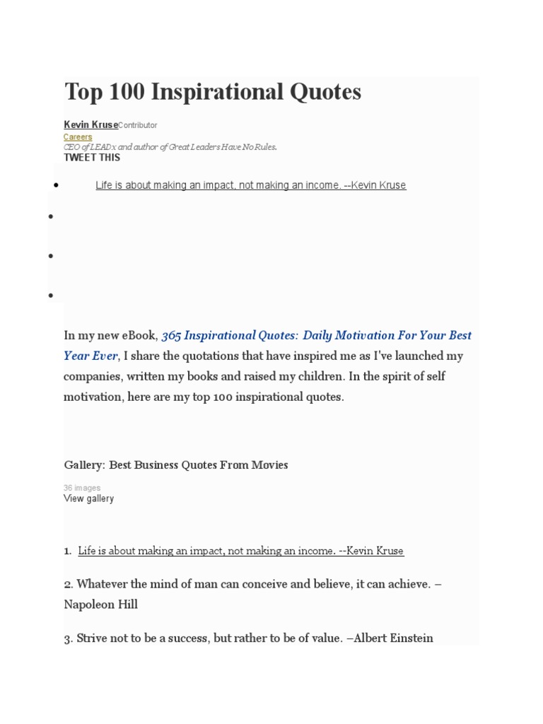 Top 100 Inspirational Quotes | PDF