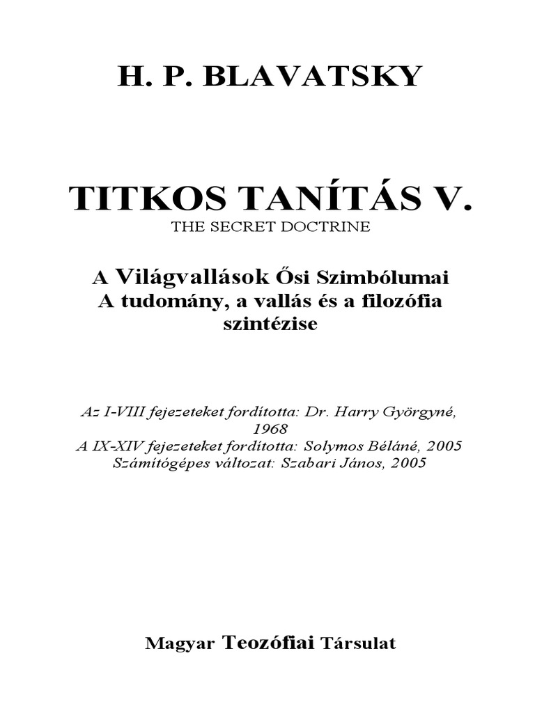 +blavatsky - Titkos Tanitas V. | PDF