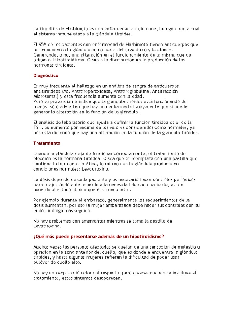 La Tiroiditis de Hashimoto Es Una Enfermedad Autoinmune | PDF ...