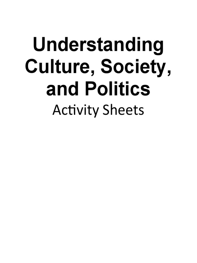 Understanding Culture Activity Sheets | PDF | Sociology | Anthropology