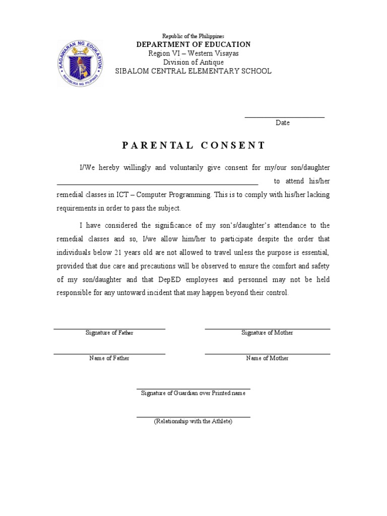 Parental Consent: Department of Education | PDF | Government | Social ...