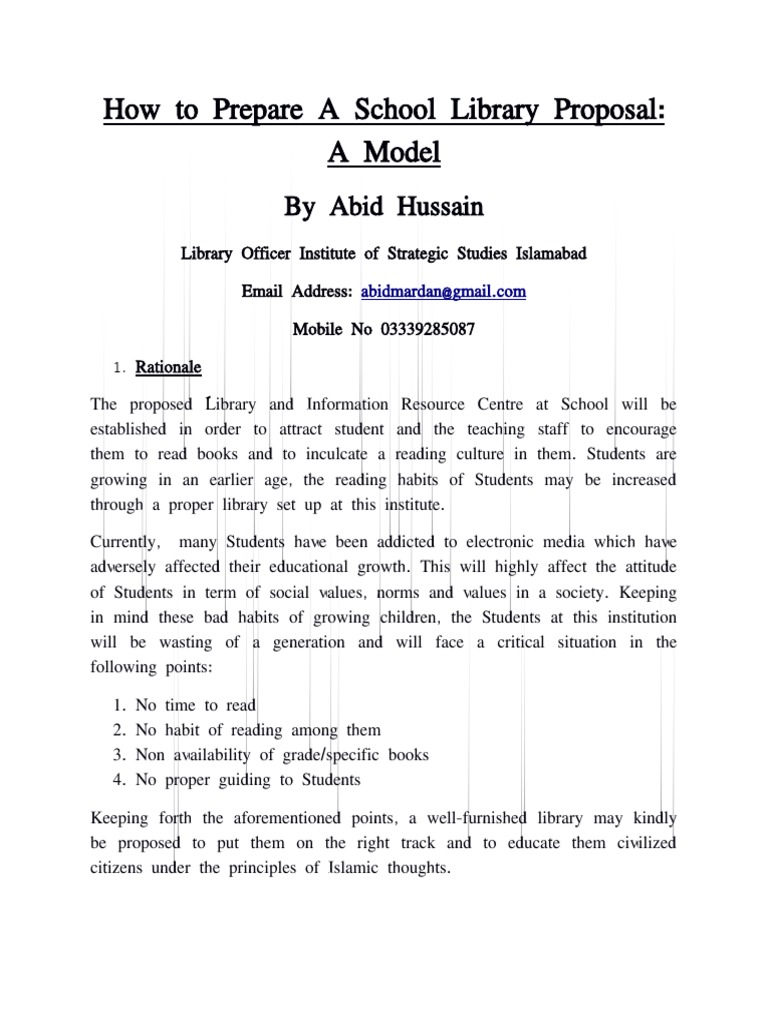 How To Prepare A School Library Proposal: A Model PDF | PDF | School ...