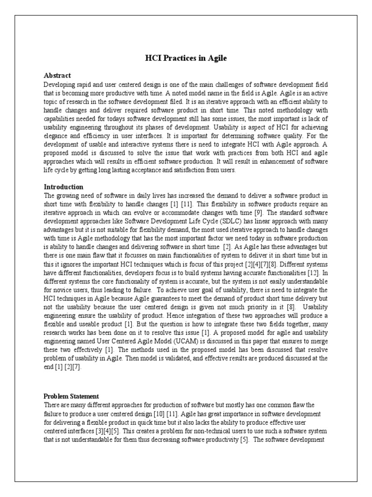 HCI Practices in Agile: Problem Statement | PDF | Usability | Agile Software Development