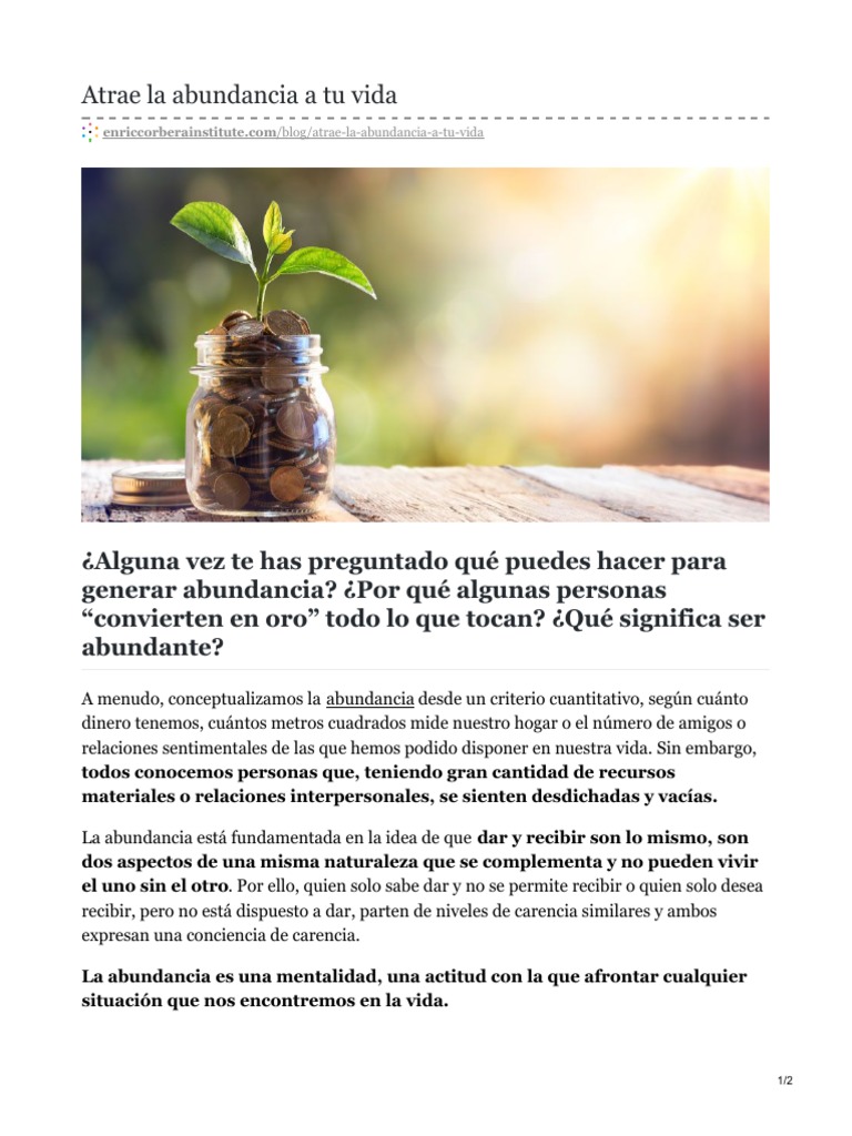 Atrae La Abundancia A Tu Vida Pdf Vida Science