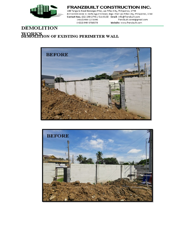 Demolition Works: Demolition of Existing Perimeter Wall | PDF