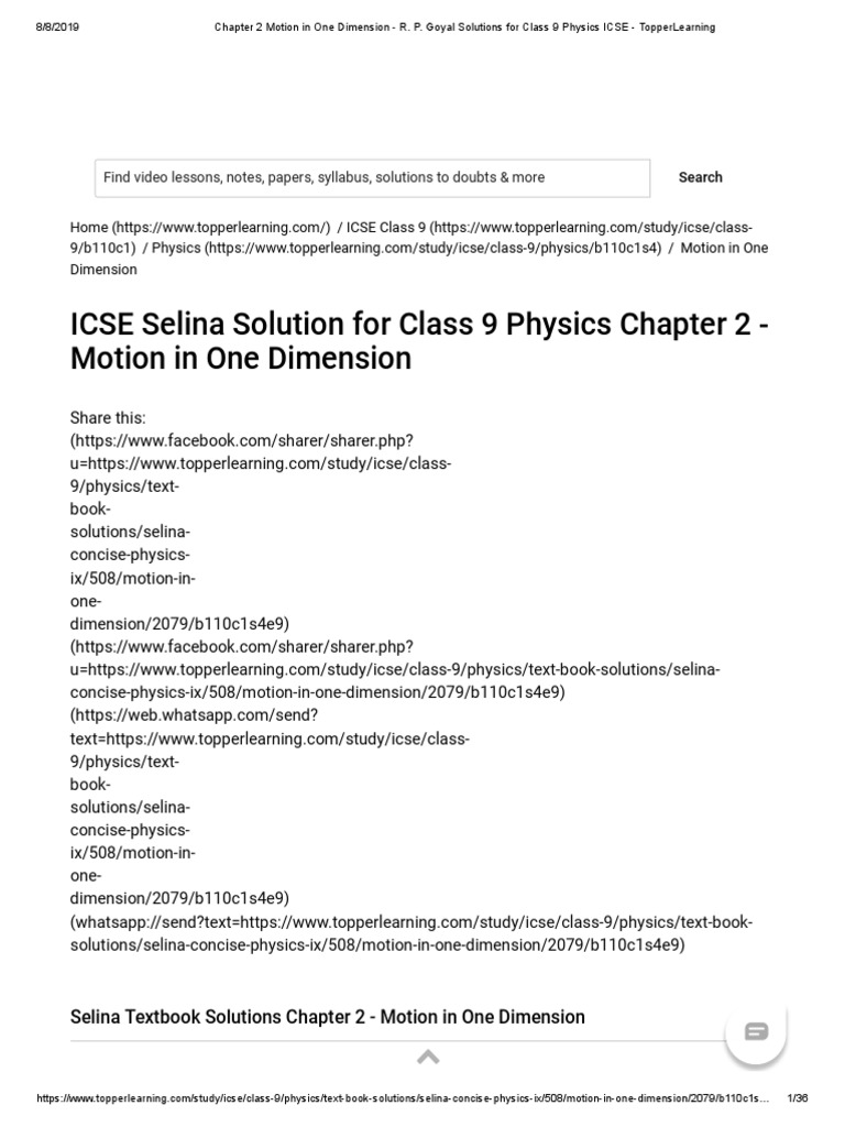 Chapter 2 Motion in One Dimension - R. P. Goyal Solutions For Class 9 ...