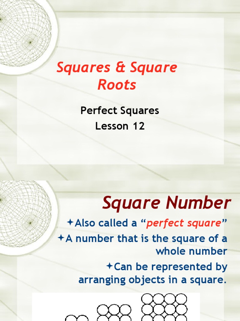 Understanding Perfect Squares & Roots | PDF | Square Root ...