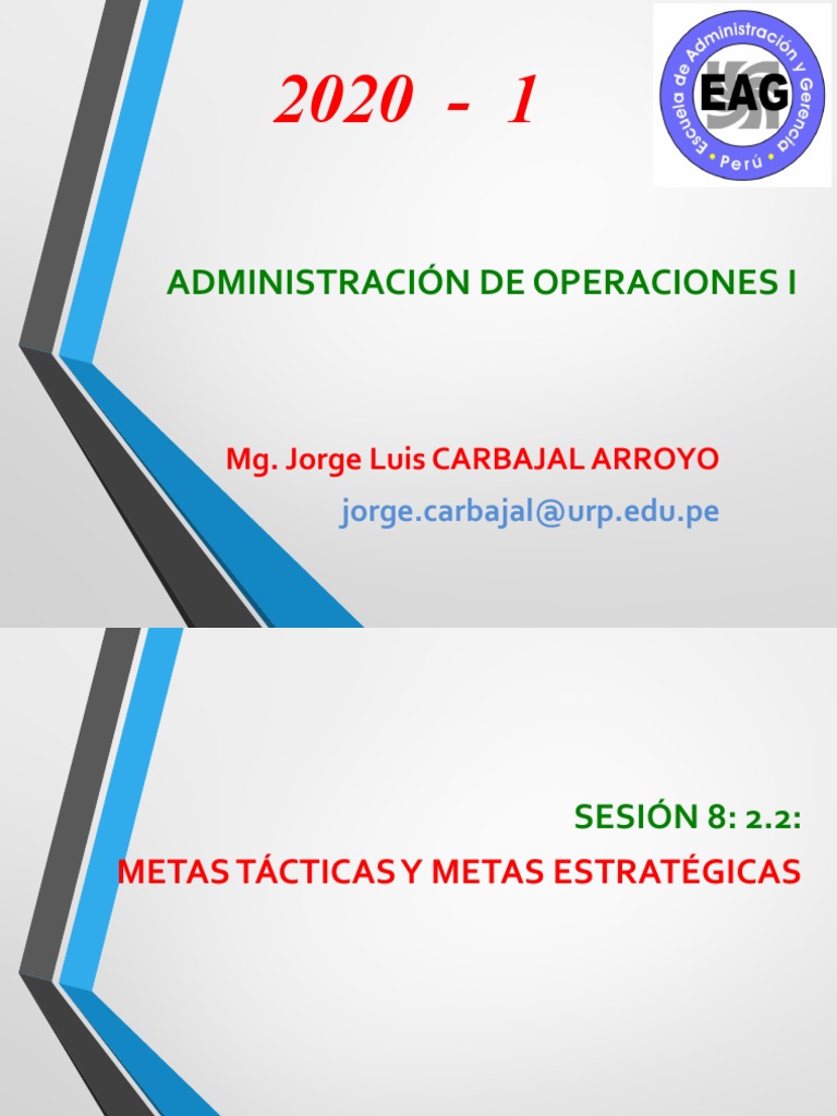 SESIÓN 8 2.2 Metas Estratégicas y Metas Tácticas | PDF | Gestión ...