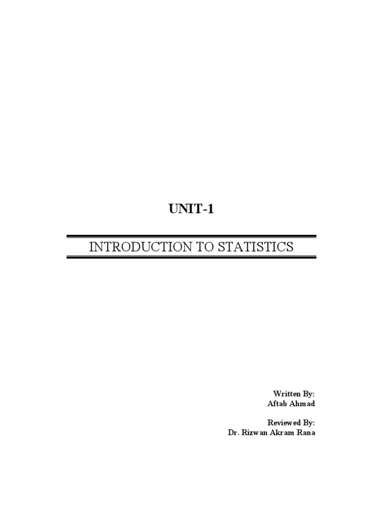 Unit 1 Introduction To Statistics | PDF | Level Of Measurement | Statistics