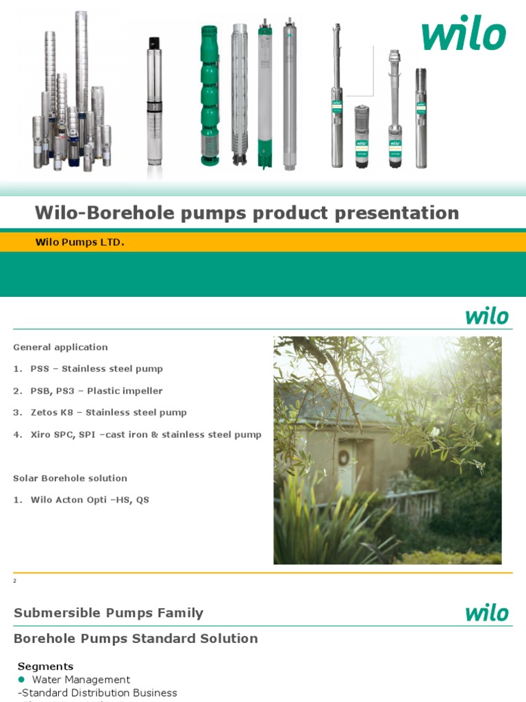 Wilo-Borehole Pumps Product Presentation | PDF | Electric Motor | Pump