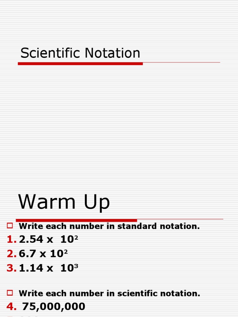 Scientific Notation Multiplying and Dividing With Warm Up | PDF