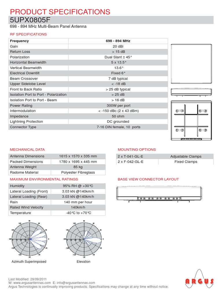5UPX0805F (5 Beams 10 Port 850) PDF | PDF | Antenna (Radio) | Decibel