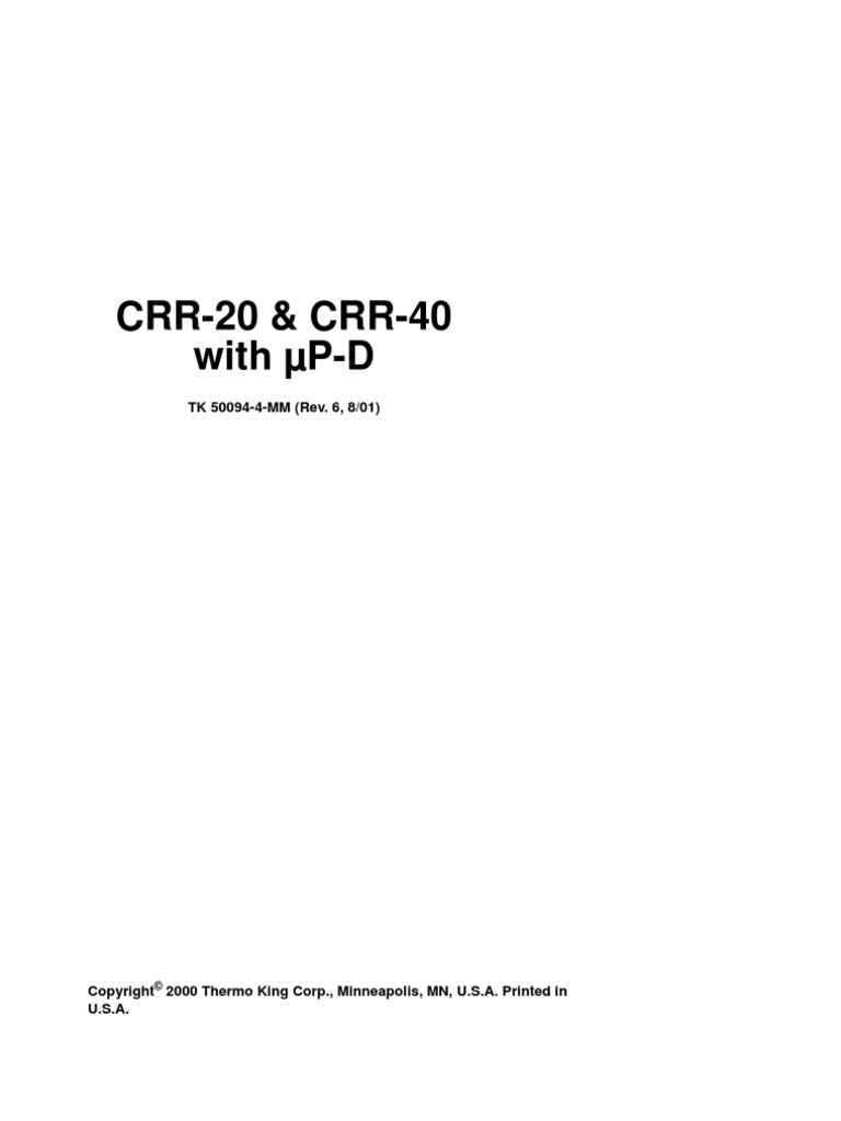 Thermo King CRR-20 - CRR-40 With P-D Controller PDF | PDF | Humidity ...