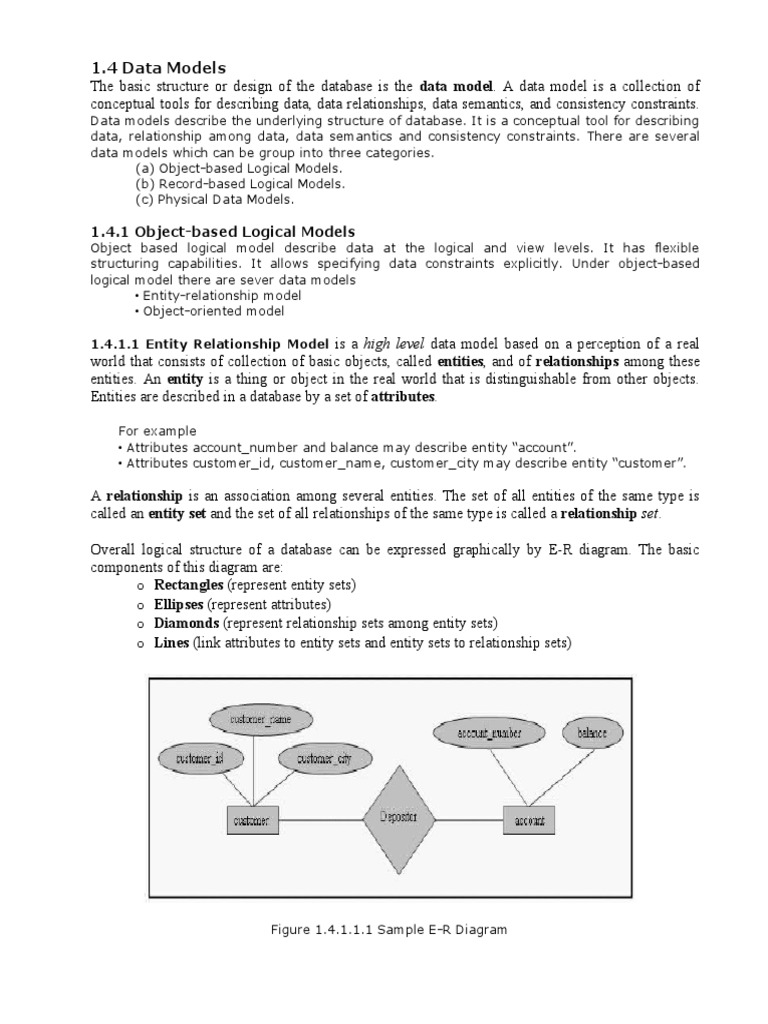 1.4 Data Models: 1.4.1 Object-Based Logical Models | PDF | Conceptual ...