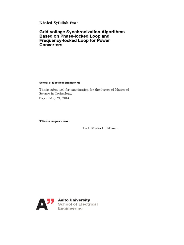 Grid-Voltage Synchronization Algorithms Based On Phase-Locked Loop and Frequency-Locked Loop For ...