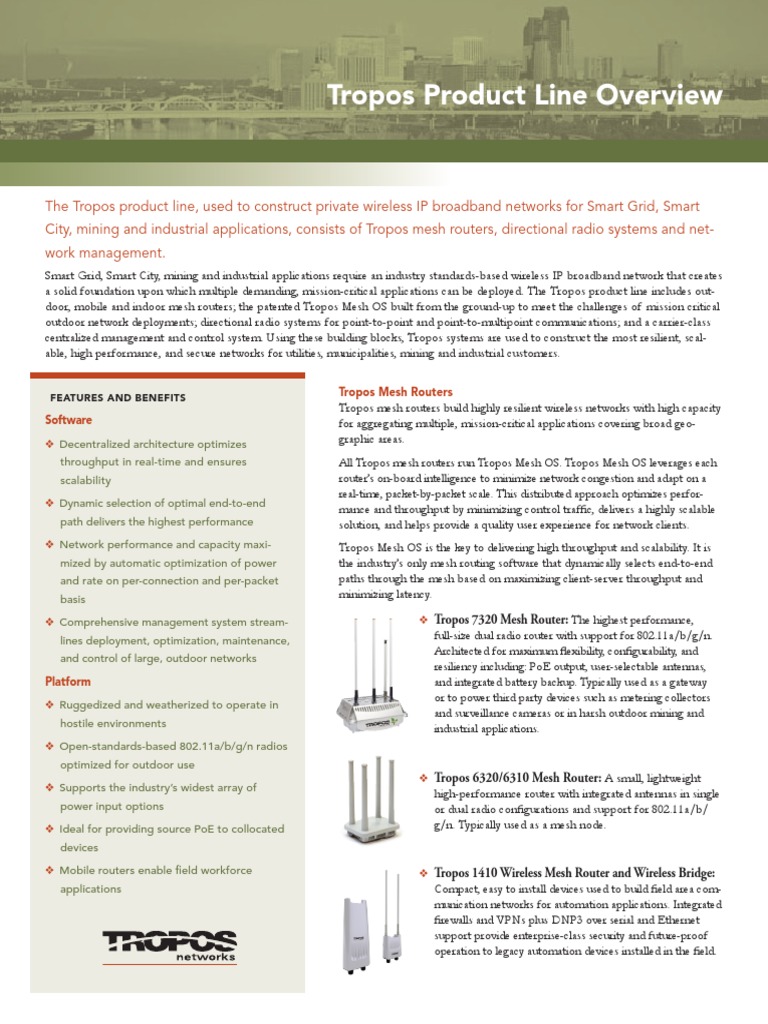 Tropos Product Line Overview: Tropos Mesh Routers Software V | PDF ...