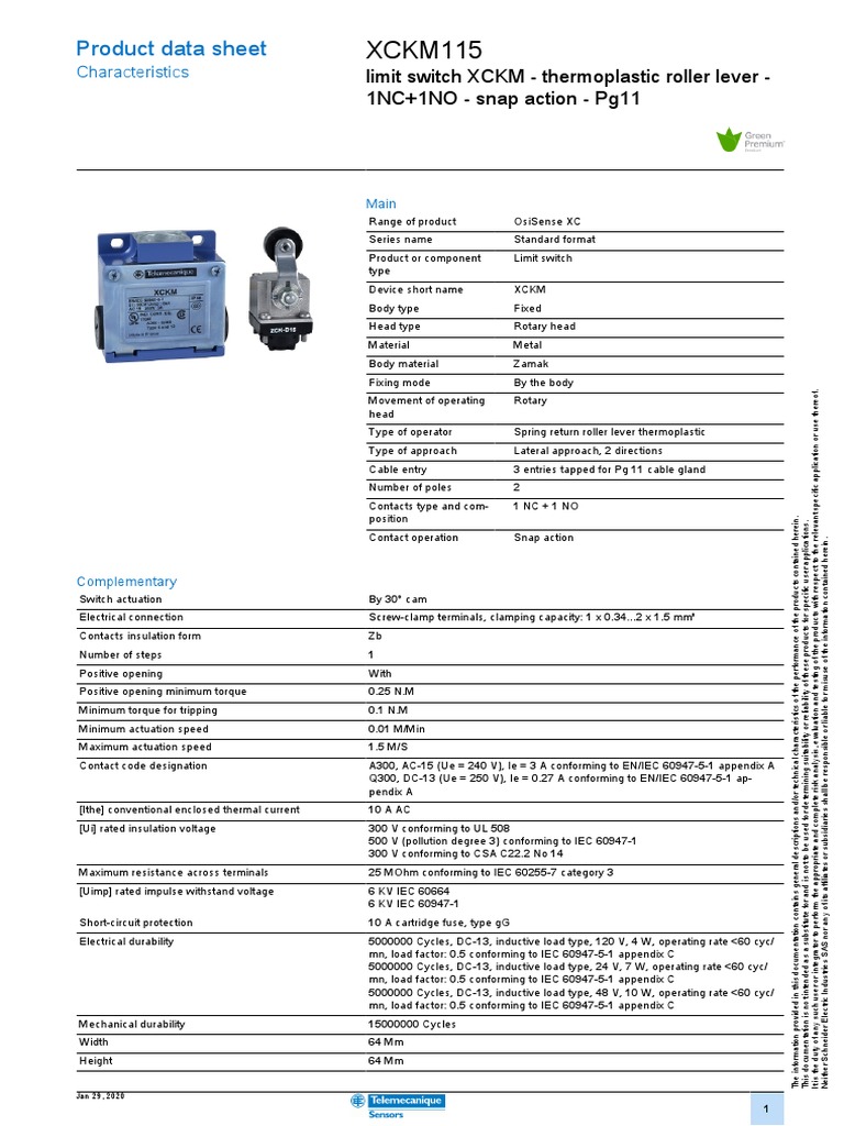 OsiSense XC XCKM115 PDF | PDF | Switch | International Electrotechnical ...