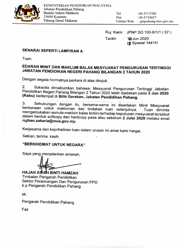 Surat Edaran Minit MPT & MB PDF | PDF