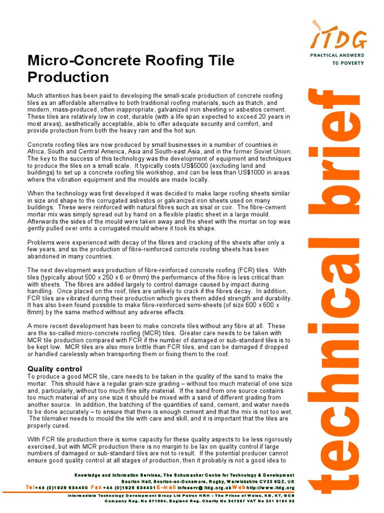 Micro-Concrete Roofing Tile Production: Quality Control | PDF | Tile ...