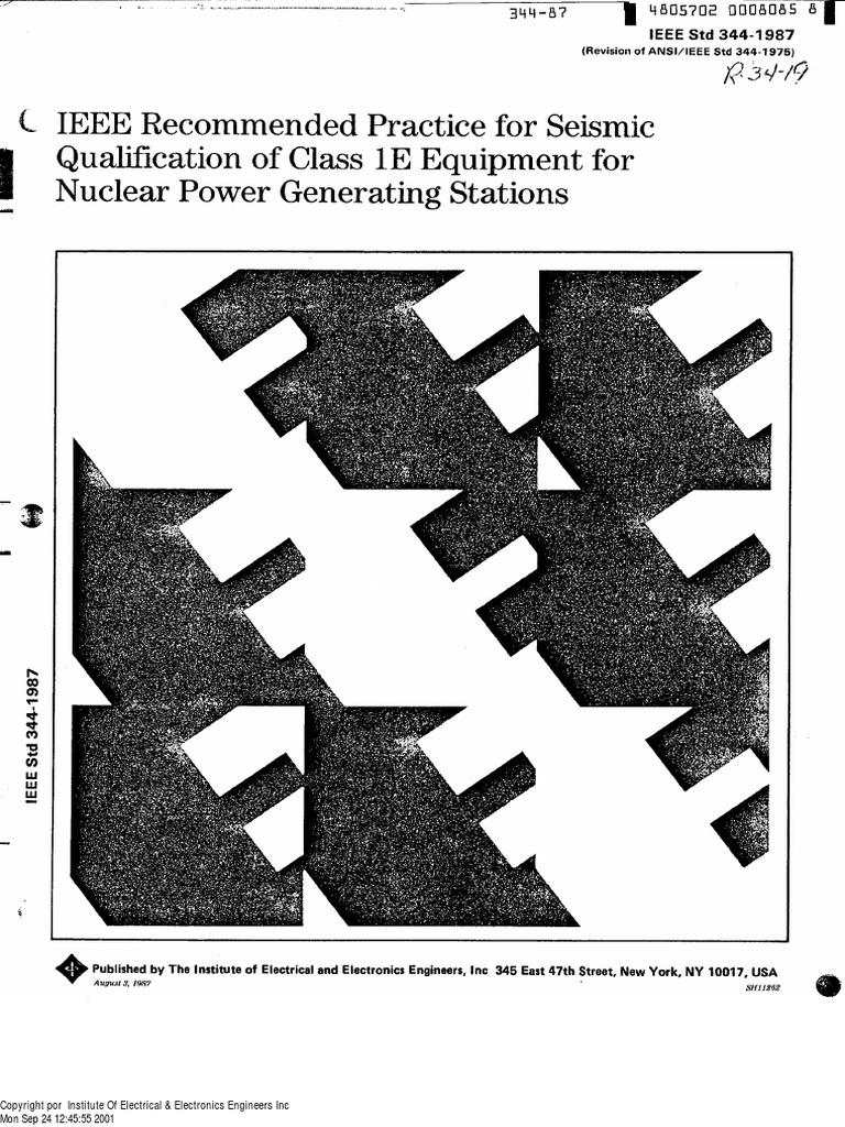 IEEE 344 1987 - Recommended Practice For Seismic Qualification of Class 1E Equipment For Nuclear ...