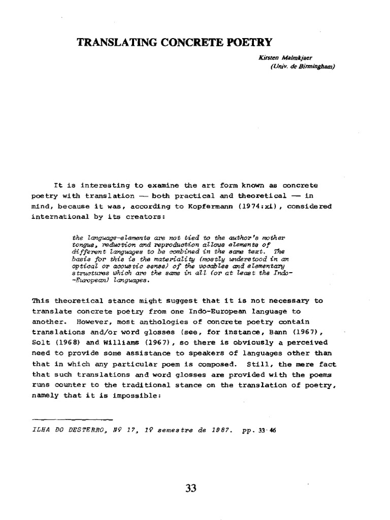 Translating Concrete Poetry: Allow | PDF | Poetry | Translations