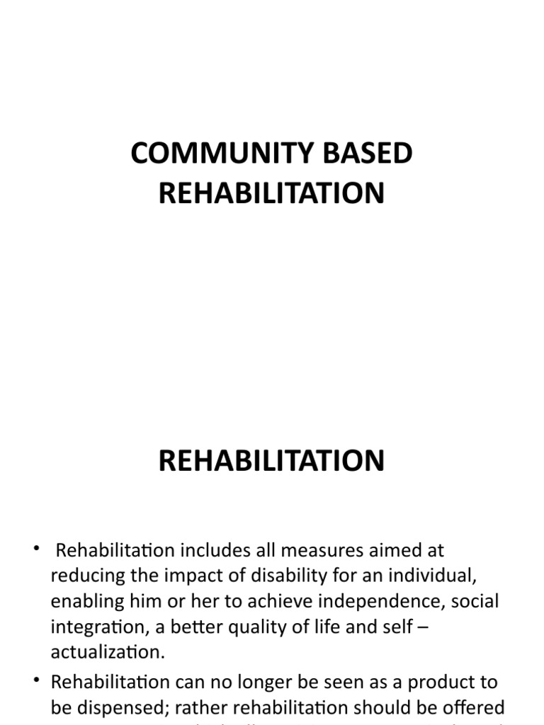 Community-Based Rehabilitation Overview | PDF