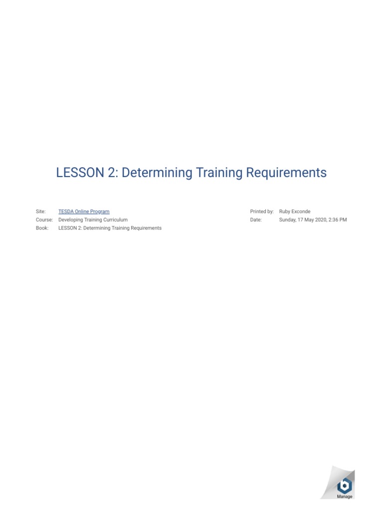 Identifying Training Requirements Guide | PDF | Brainstorming ...