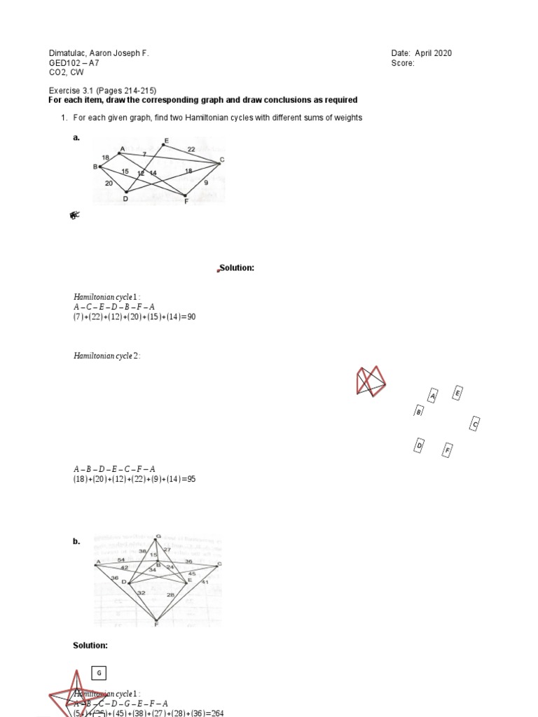 Dimatulac, Aaron Joseph F. Date: April 2020 GED102 - A7 Score: Co2, CW Exercise 3.1 (Pages 214 ...