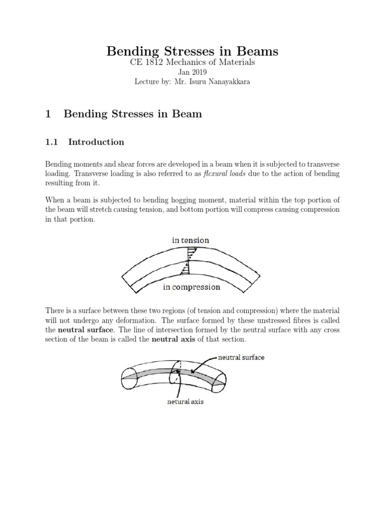 Bending Stresses in Beams - Part1 | PDF | Bending | Beam (Structure)