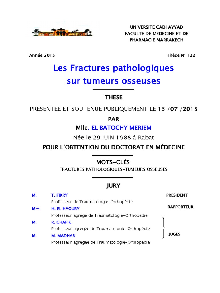 Fracture Pathologique Sur Tumeur Osseuse PDF | PDF | Métastase | Biopsie