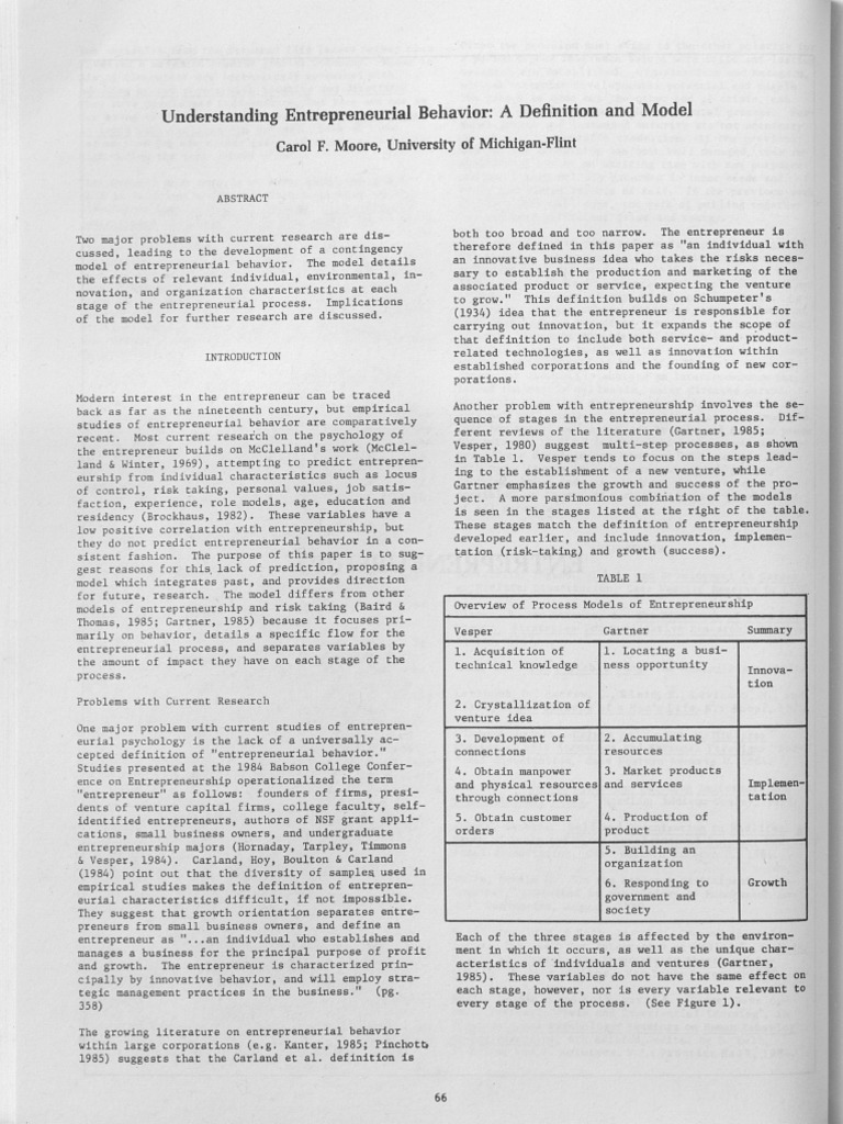 Entrepreneurial Behavior A Defintion and Model | Download Free PDF ...