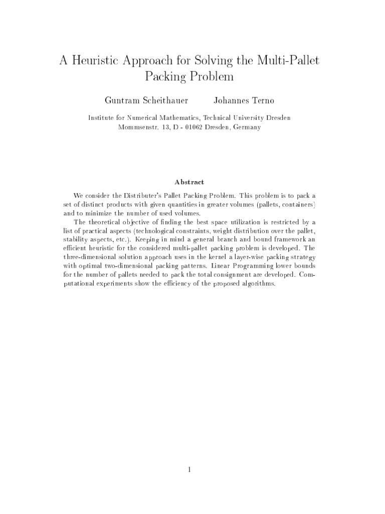 A Heuristic Approach For Solving The Multi-Pallet Packing Problem | PDF ...