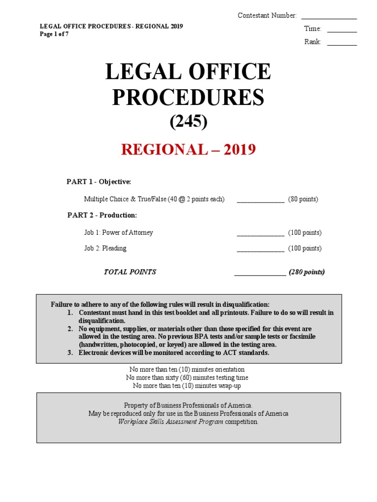 Legal Office Procedures Exam | PDF | Legal Procedure | Lawsuit