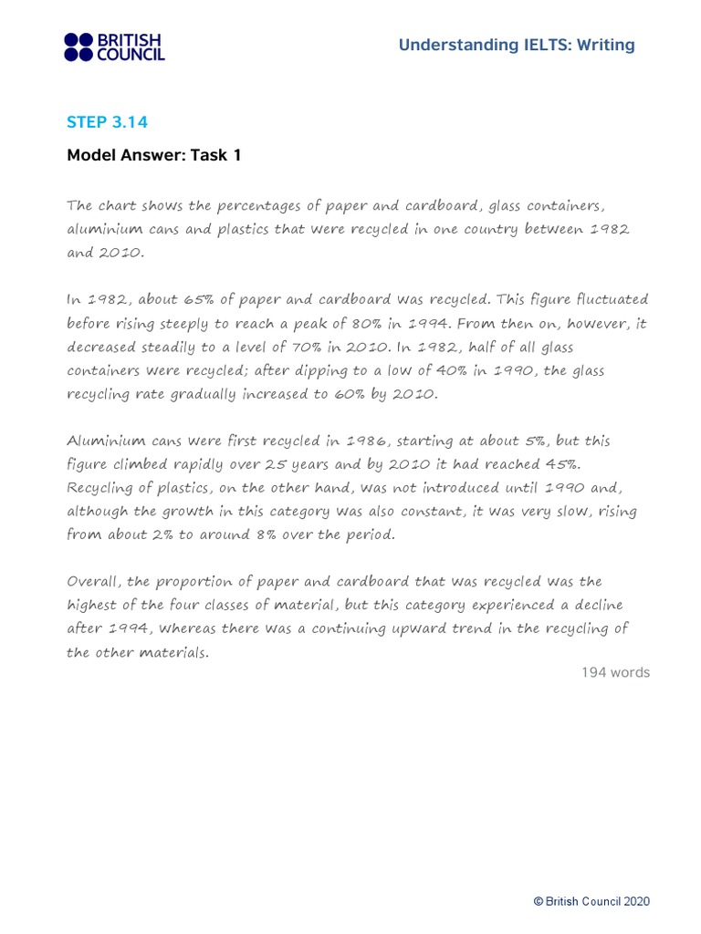 Model Answer: Task 1: STEP 3.14 | PDF | Recycling | Critical Thinking