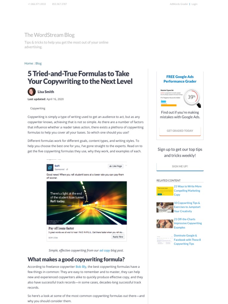 Top 5 Copywriting Formulas PDF | PDF | Copywriting | Writers