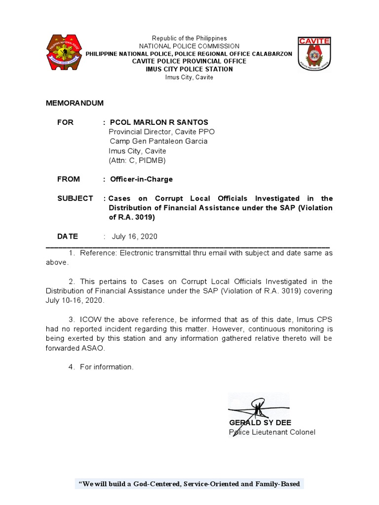 Cavite Police Provincial Office Imus City Police Station: Republic of ...