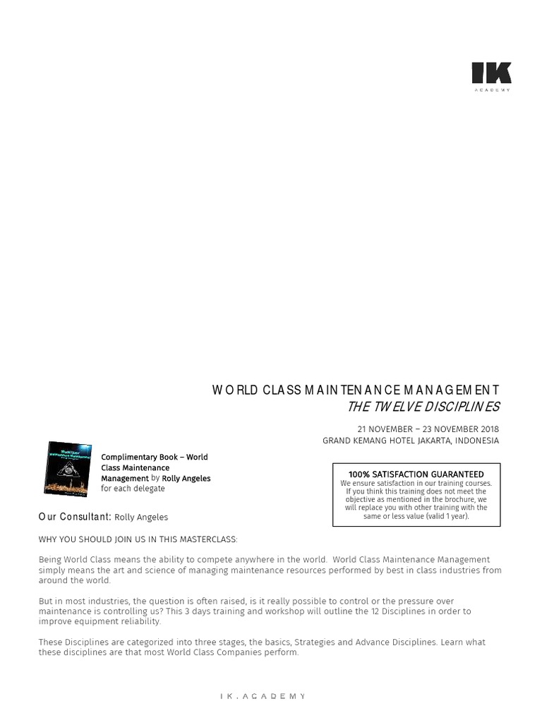 World Class Maintenance Masterclass | PDF | Reliability Engineering ...