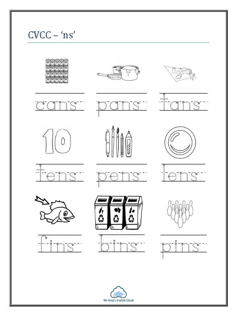 CVCC Words with 'ns' Practice | PDF