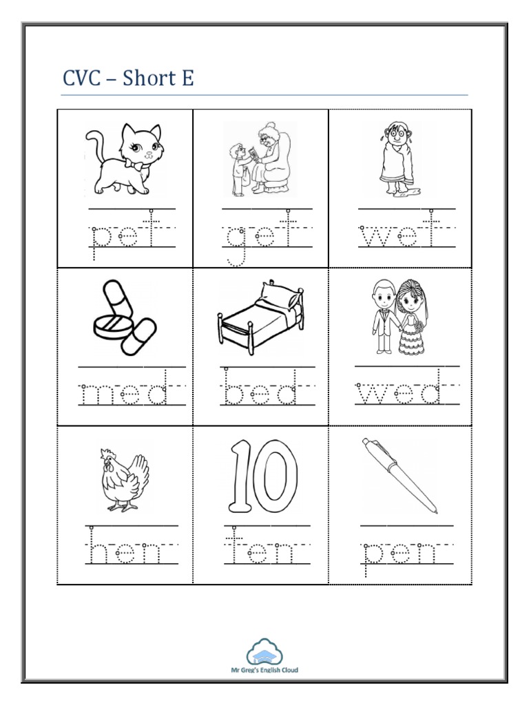 Pet Get Wet Med Bed Wed Hen Ten Pen: CVC - Short E | PDF