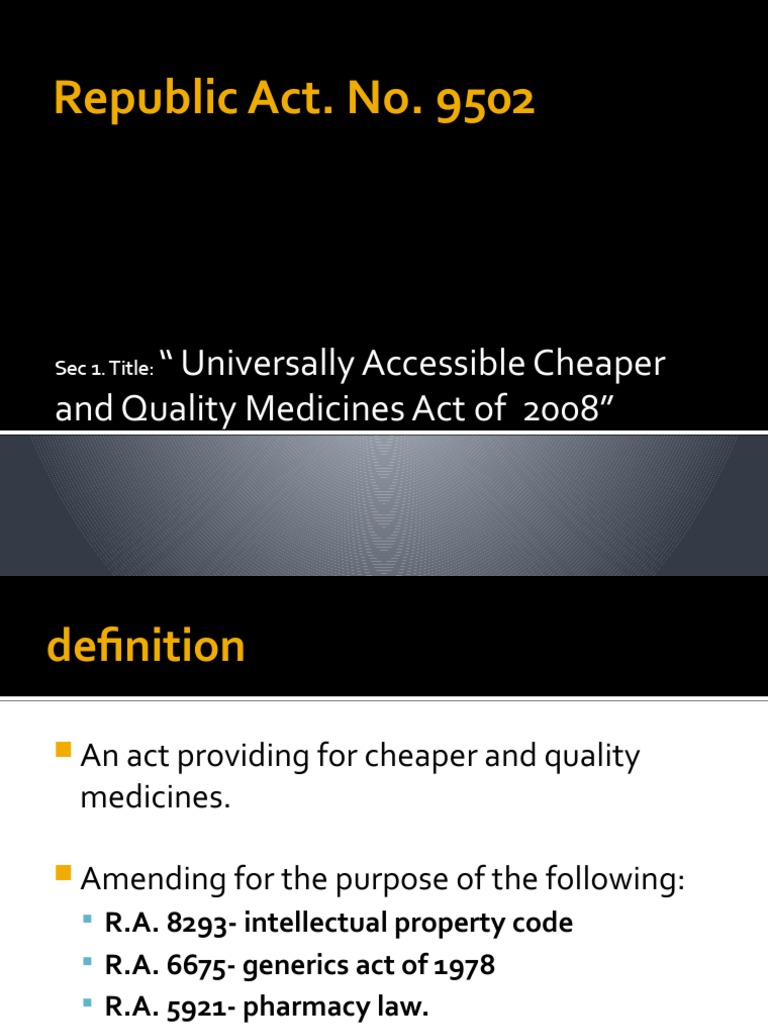 Power Point Ra 9502 | PDF | Generic Drug | Monitoring (Medicine)