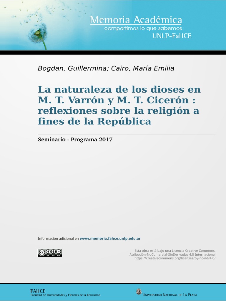 los dioses.Varron y Cicerón | PDF | Filología | Artes del lenguaje y ...