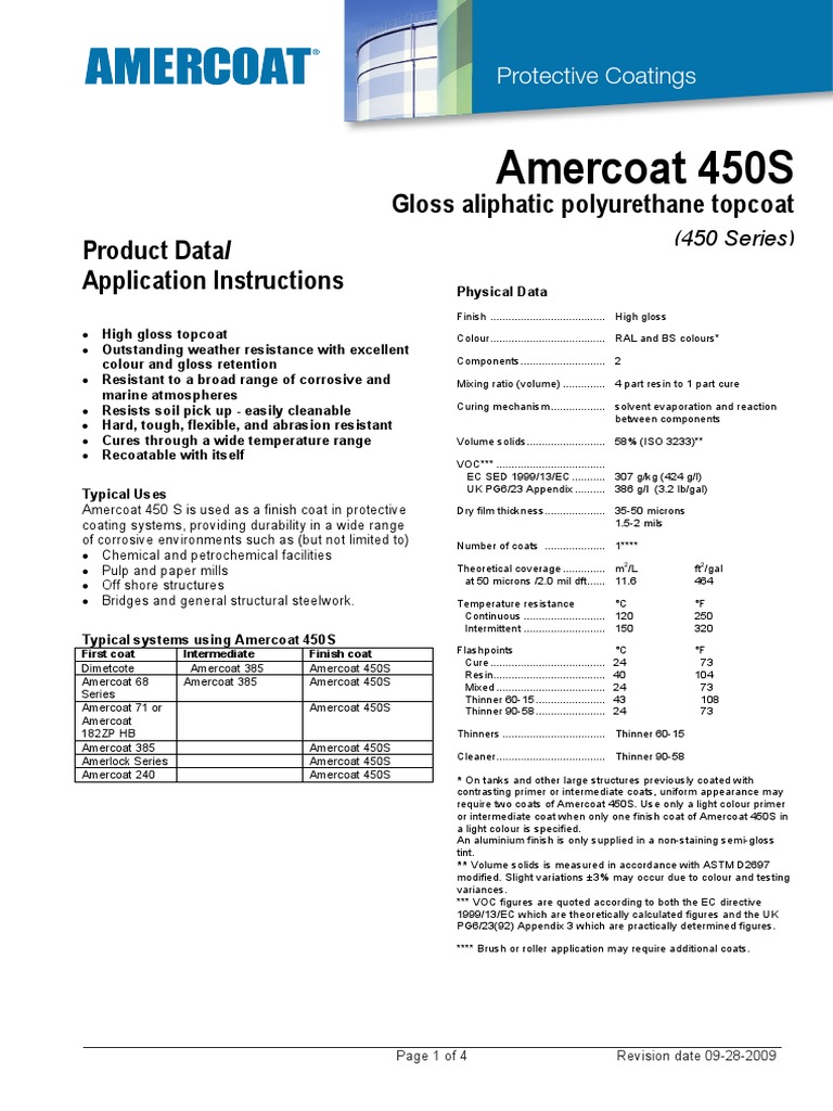 Amercoat 450S | PDF | Industrial Processes | Chemistry