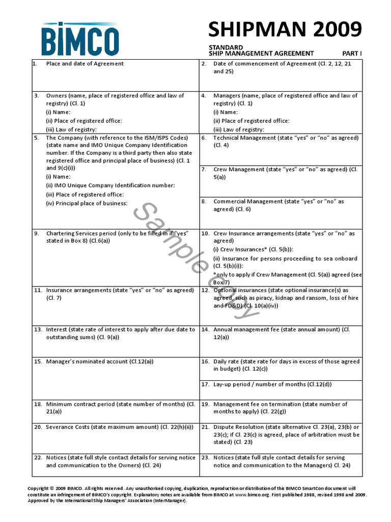 Sample Copy SHIPMAN 2009 | PDF | Indemnity | Insurance
