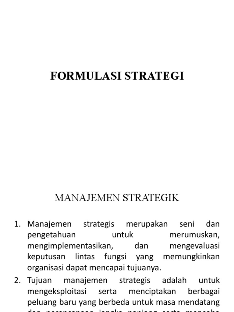 Formulasi Strategi | PDF