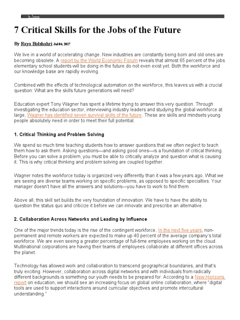 7 Essential Skills for Future Jobs | PDF | Mindset | Entrepreneurship
