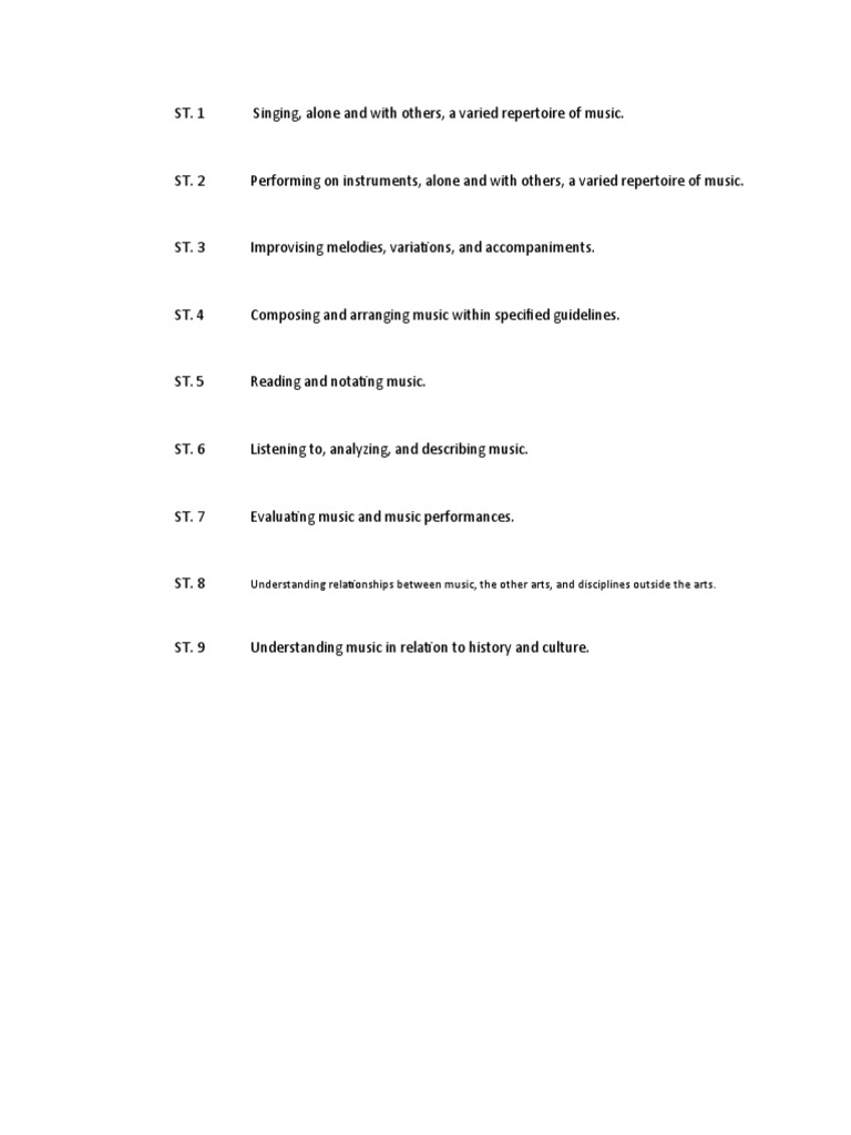 National Music Education Standards | PDF | Art